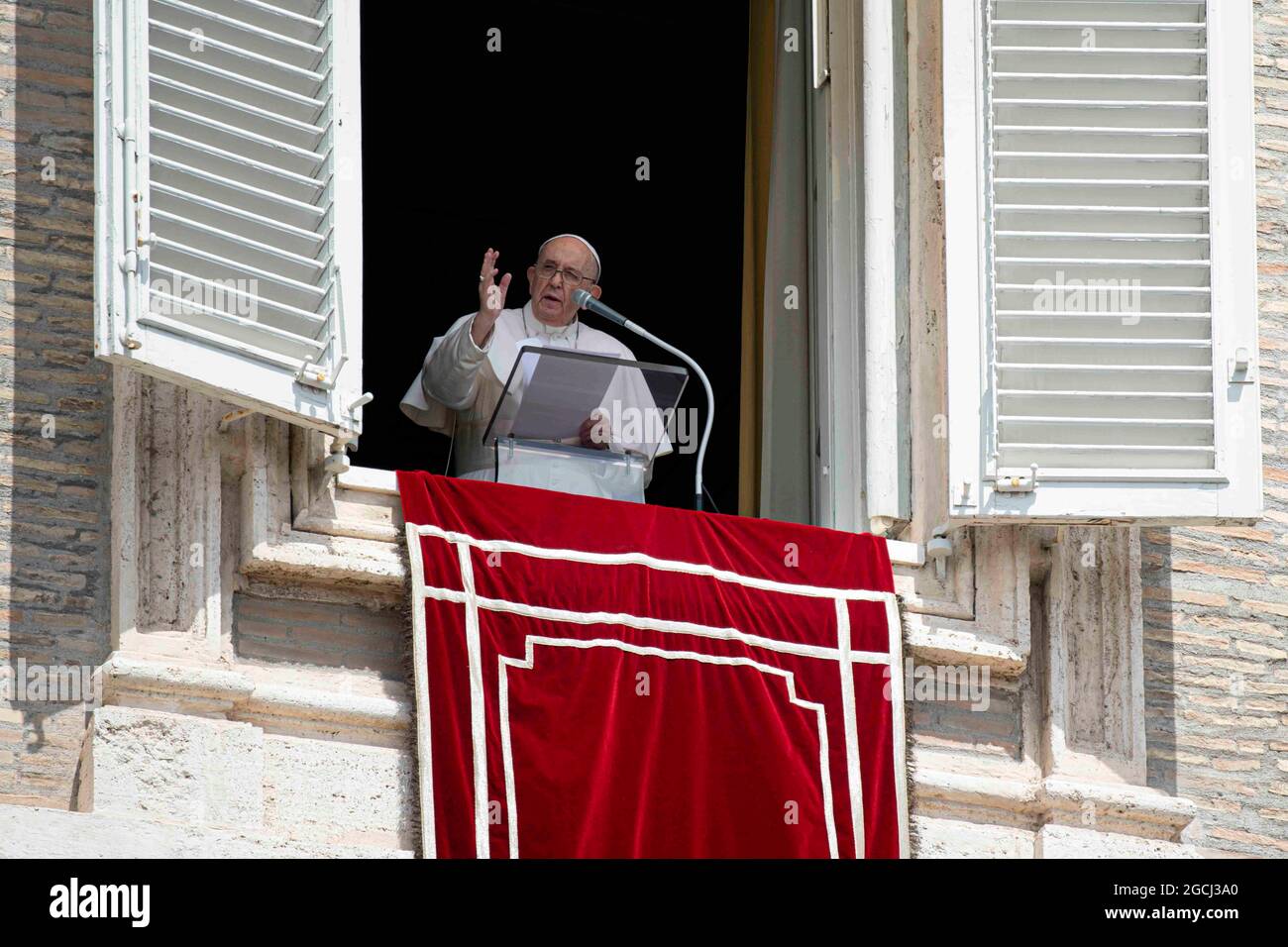 Rome, Italy. 08th Aug, 2021. August 8, 2021 : Pope Francis greets the ...