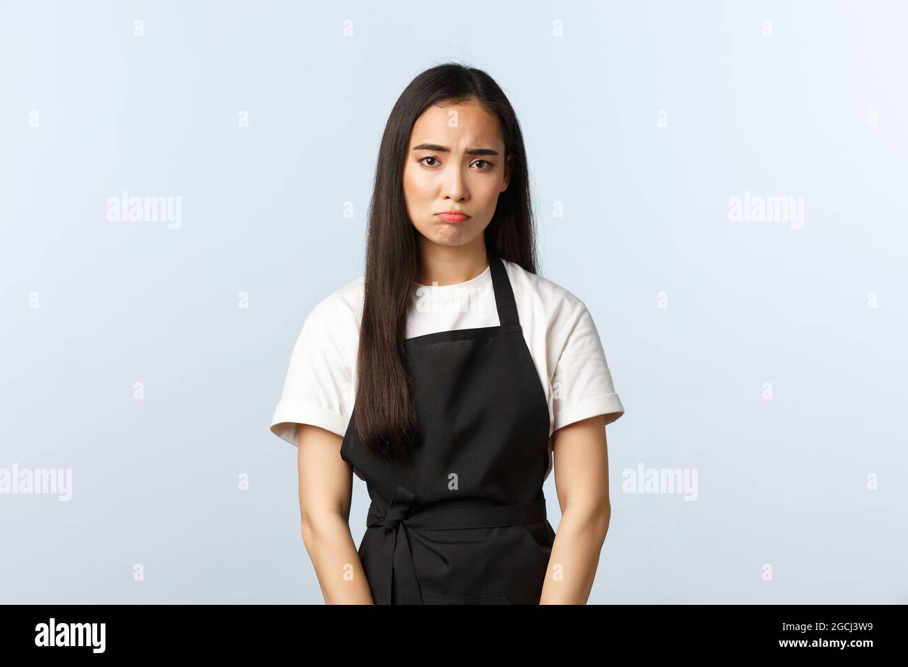 Coffee shop, small business and startup concept. Gloomy and sad cute ...