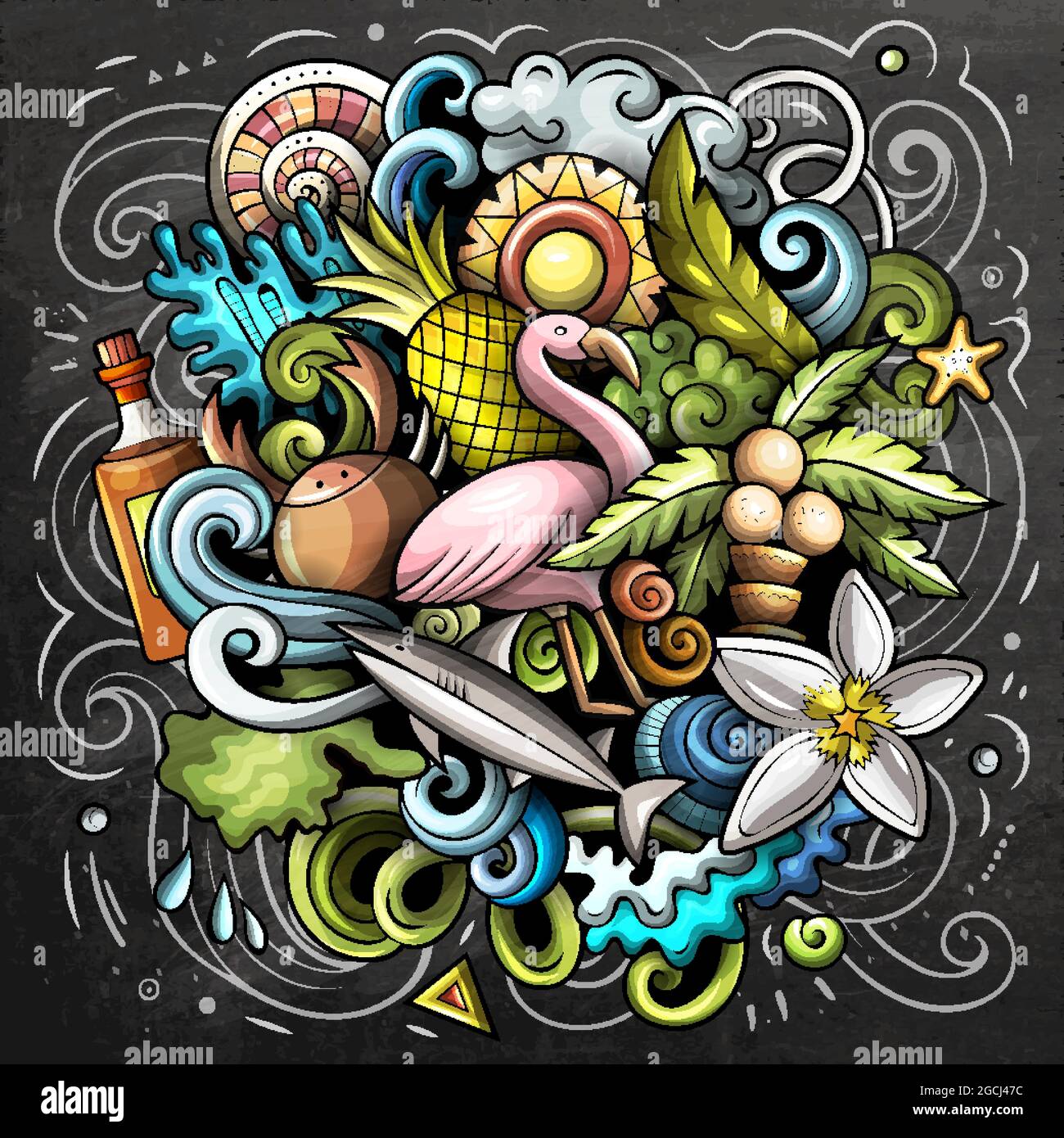 Bahamas cartoon vector doodle chalkboard illustration Stock Vector ...