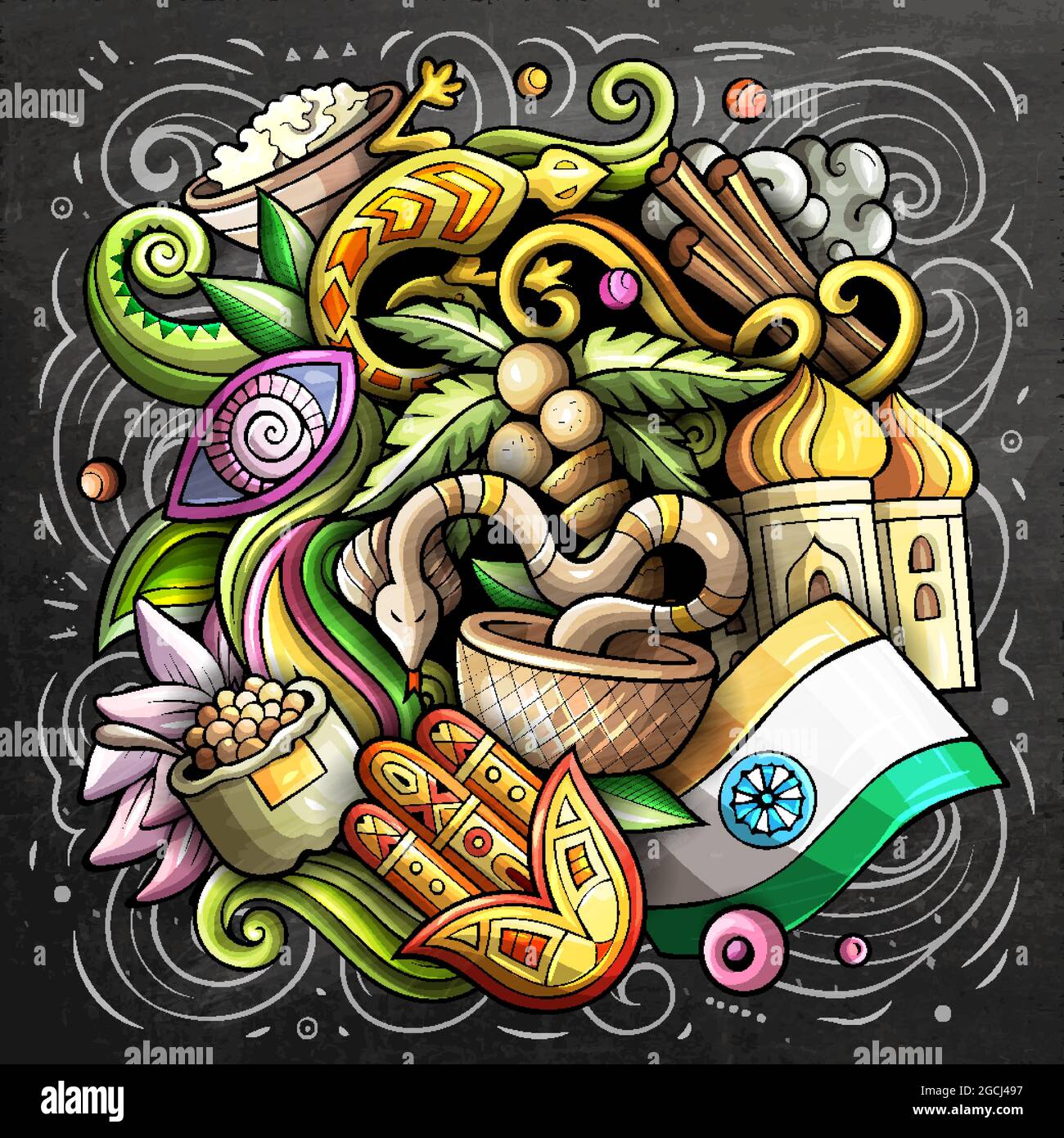 India cartoon vector doodle chalkboard illustration Stock Vector Image ...