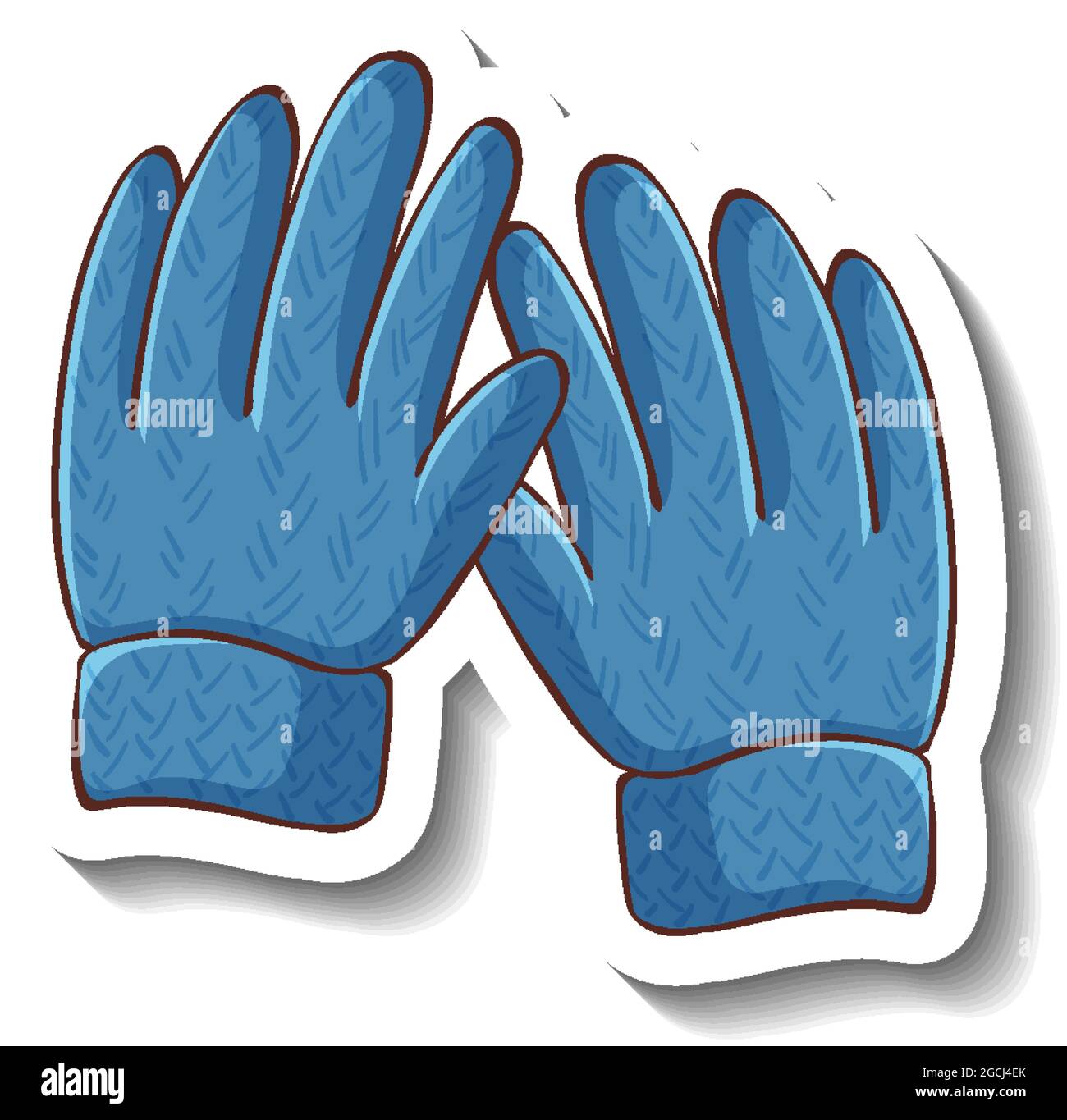 A sticker template with blue gloves isolated illustration Stock Vector ...
