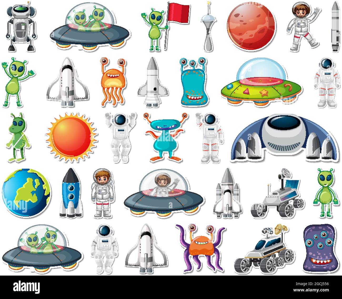 Set of stickers with Solar system objects isolated illustration Stock ...