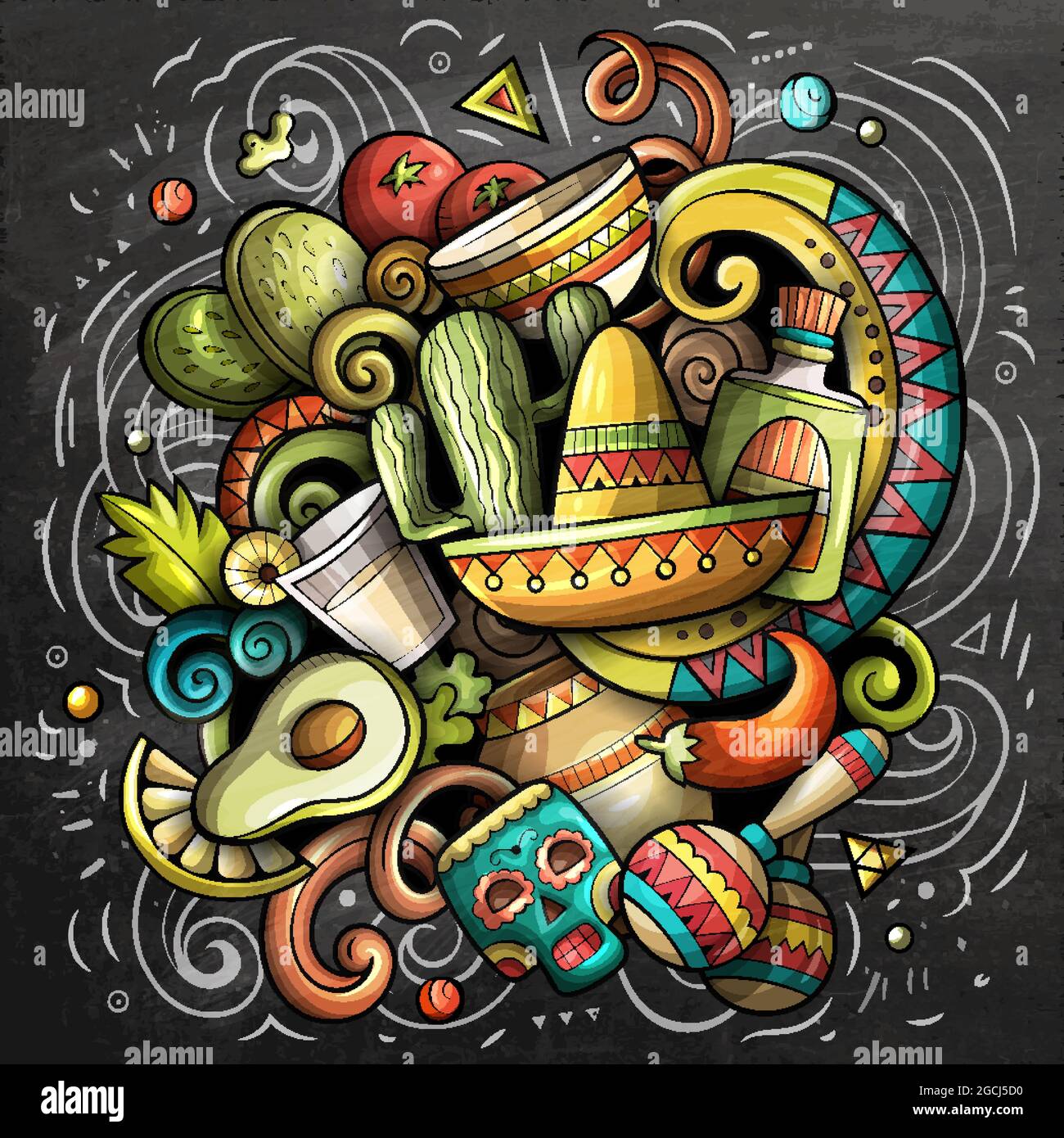 Mexico cartoon vector doodle chalkboard illustration Stock Vector Image ...