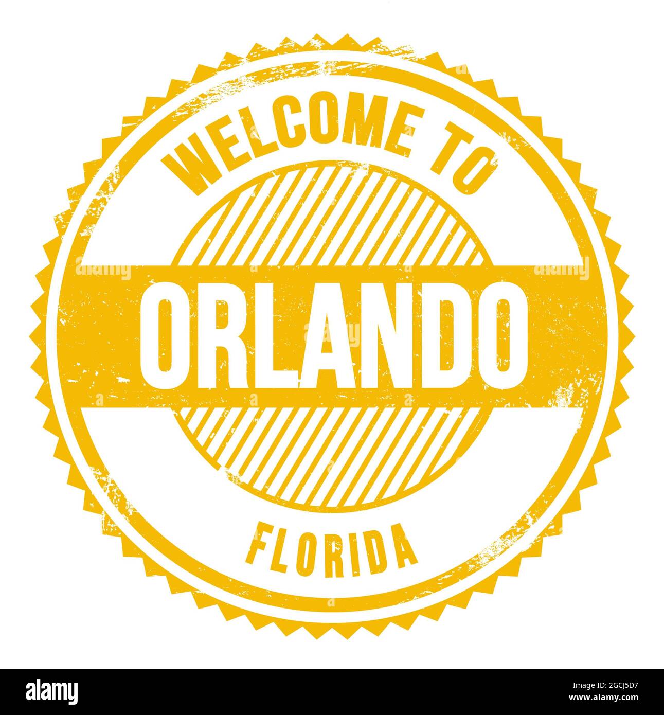 WELCOME TO ORLANDO - FLORIDA, words written on yellow zig zag stamp ...