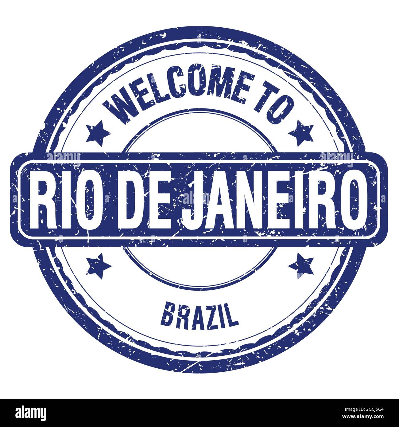 WELCOME TO RIO DE JANEIRO - BRAZIL, words written on blue grungy stamp ...