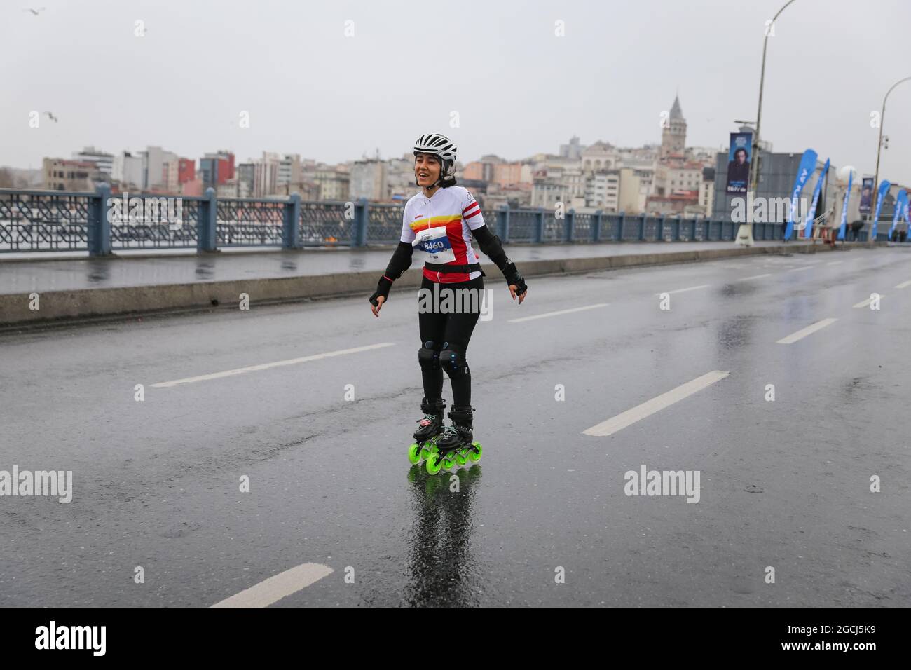 ISTANBUL, TURKEY - APRIL 04, 2021: Skater running Istanbul Half ...