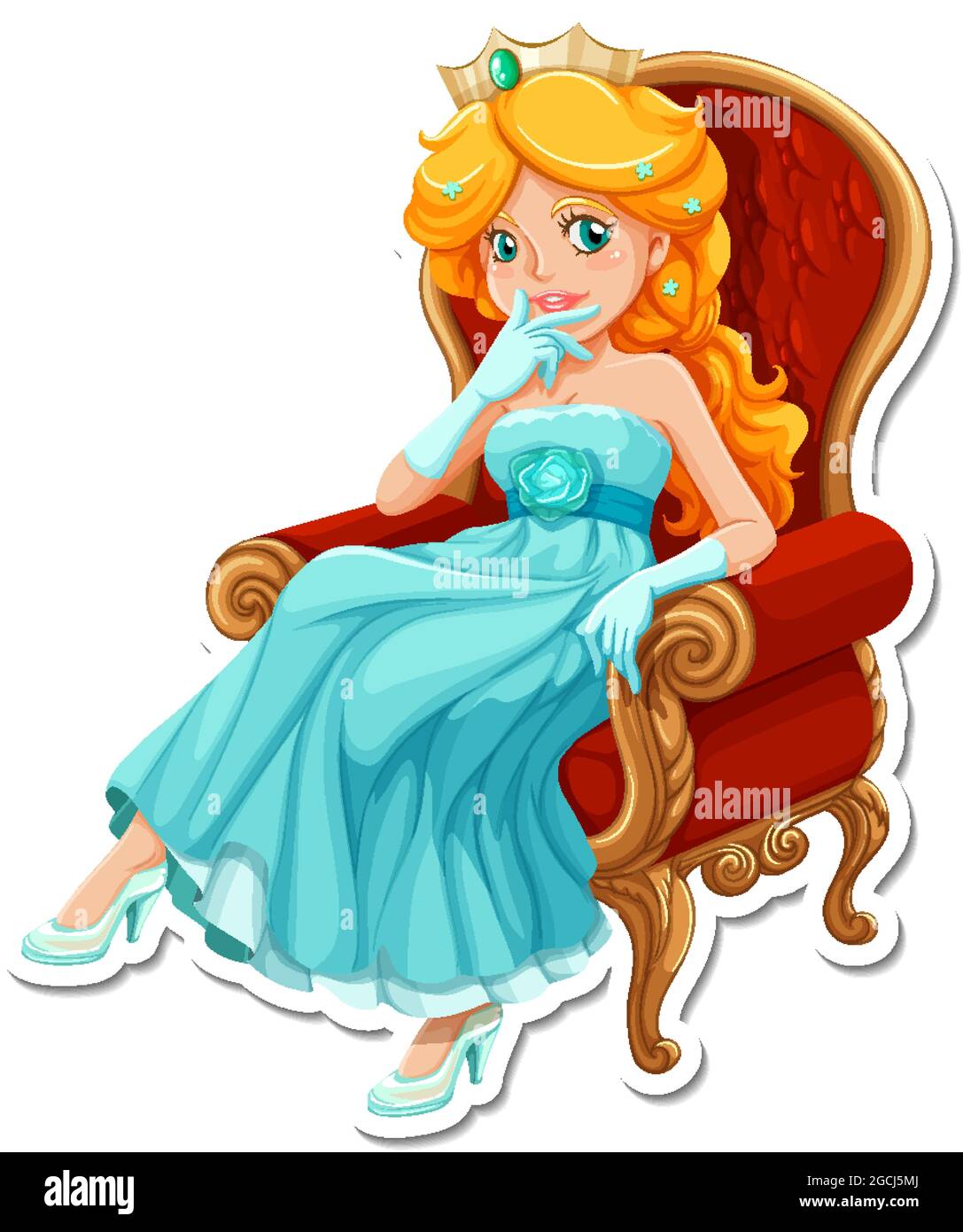 Beautiful princess cartoon character sticker illustration Stock Vector ...