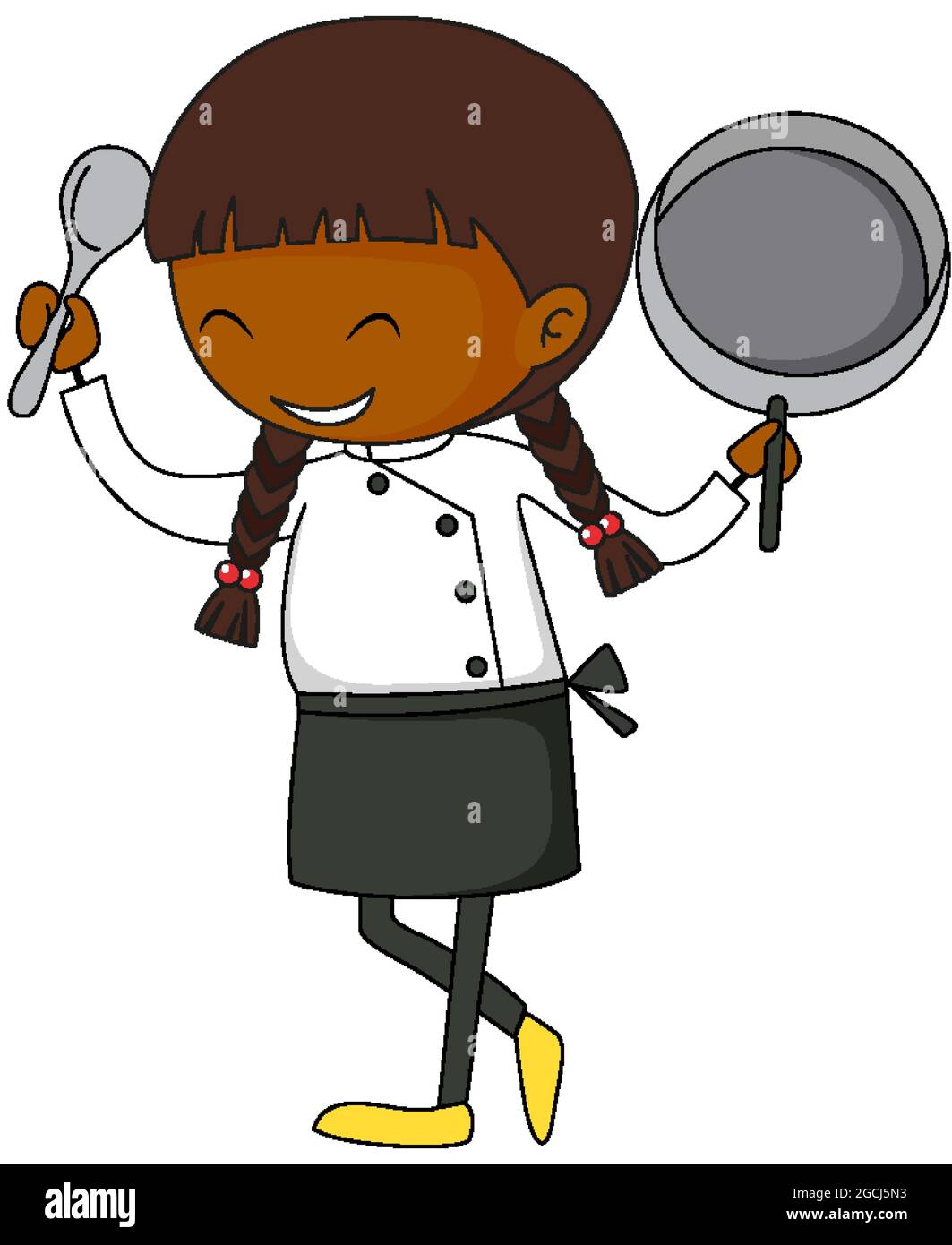 Little chef cartoon character in doodle style isolated illustration ...
