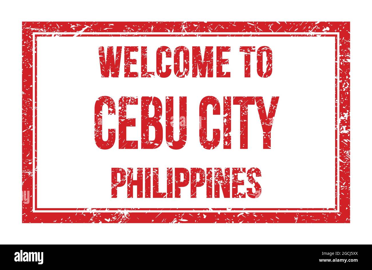 WELCOME TO CEBU CITY - PHILIPPINES, words written on red rectangle post ...