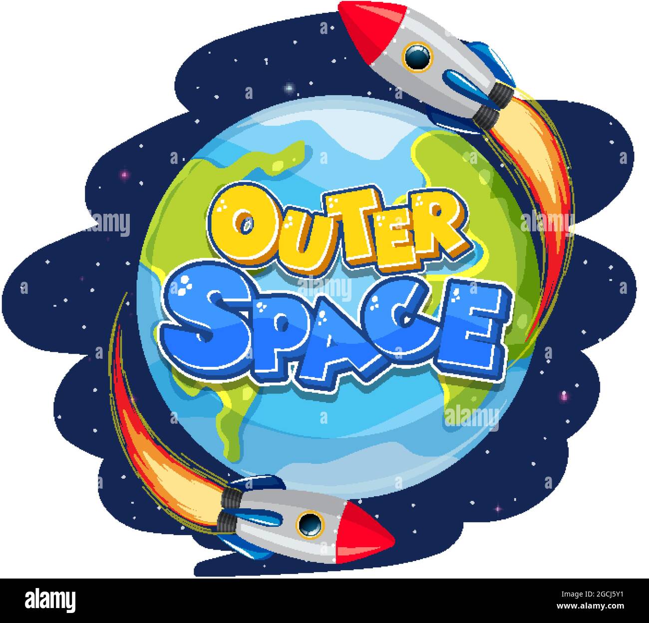 Outer Space logo with spaceship illustration Stock Vector Image & Art ...