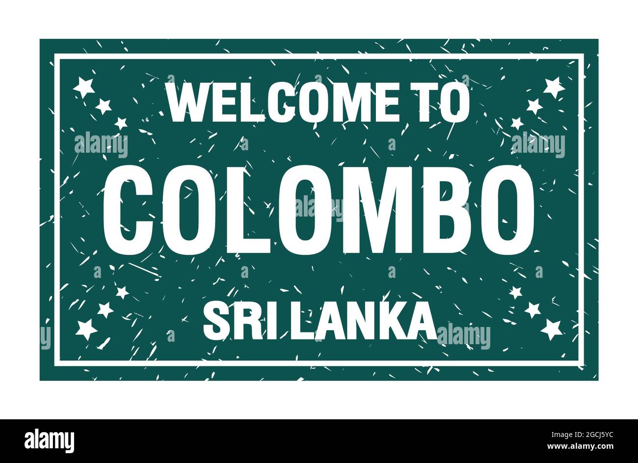 WELCOME TO COLOMBO - SRI LANKA, words written on green rectangle flag ...
