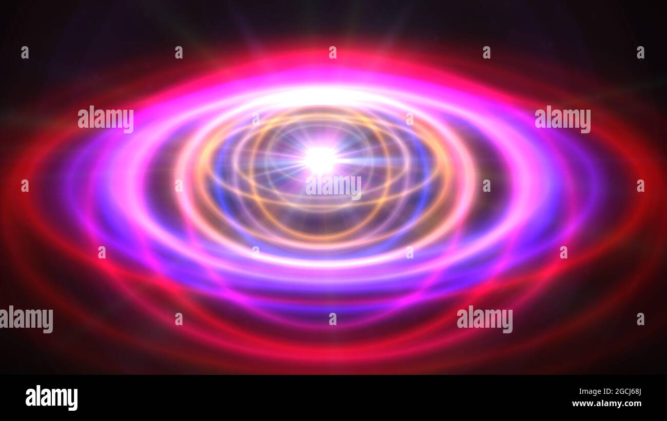 Abstract atom color rings background ray light Stock Photo - Alamy