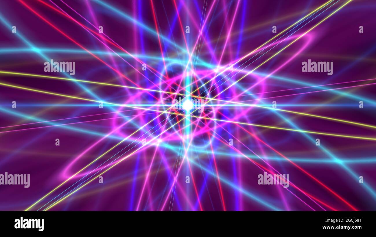 Glowing atom structure with light laser ring Stock Photo - Alamy