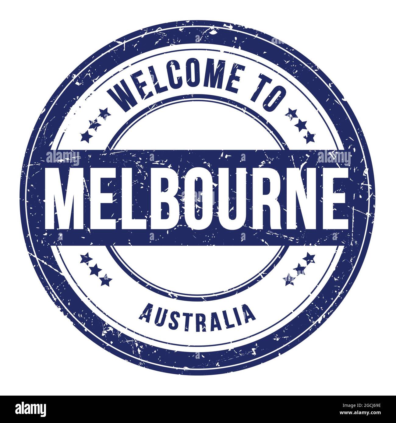 WELCOME TO MELBOURNE - AUSTRALIA, words written on blue round coin ...