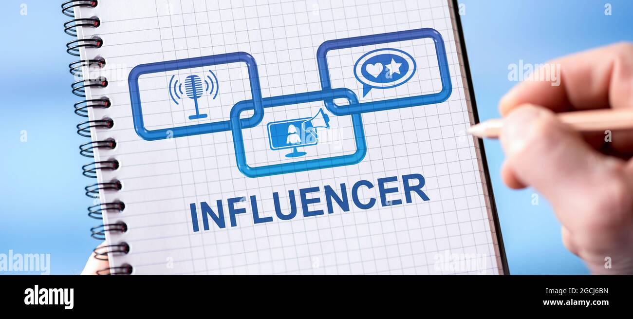 Hand drawing influencer concept on a notepad Stock Photo - Alamy
