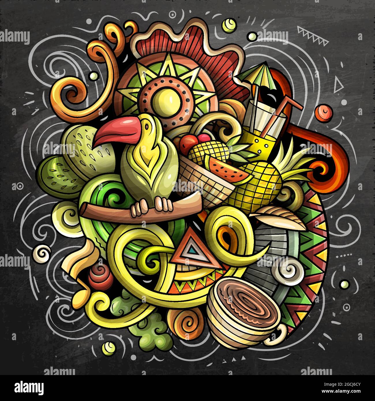 Brazil cartoon vector doodle chalkboard illustration Stock Vector Image ...