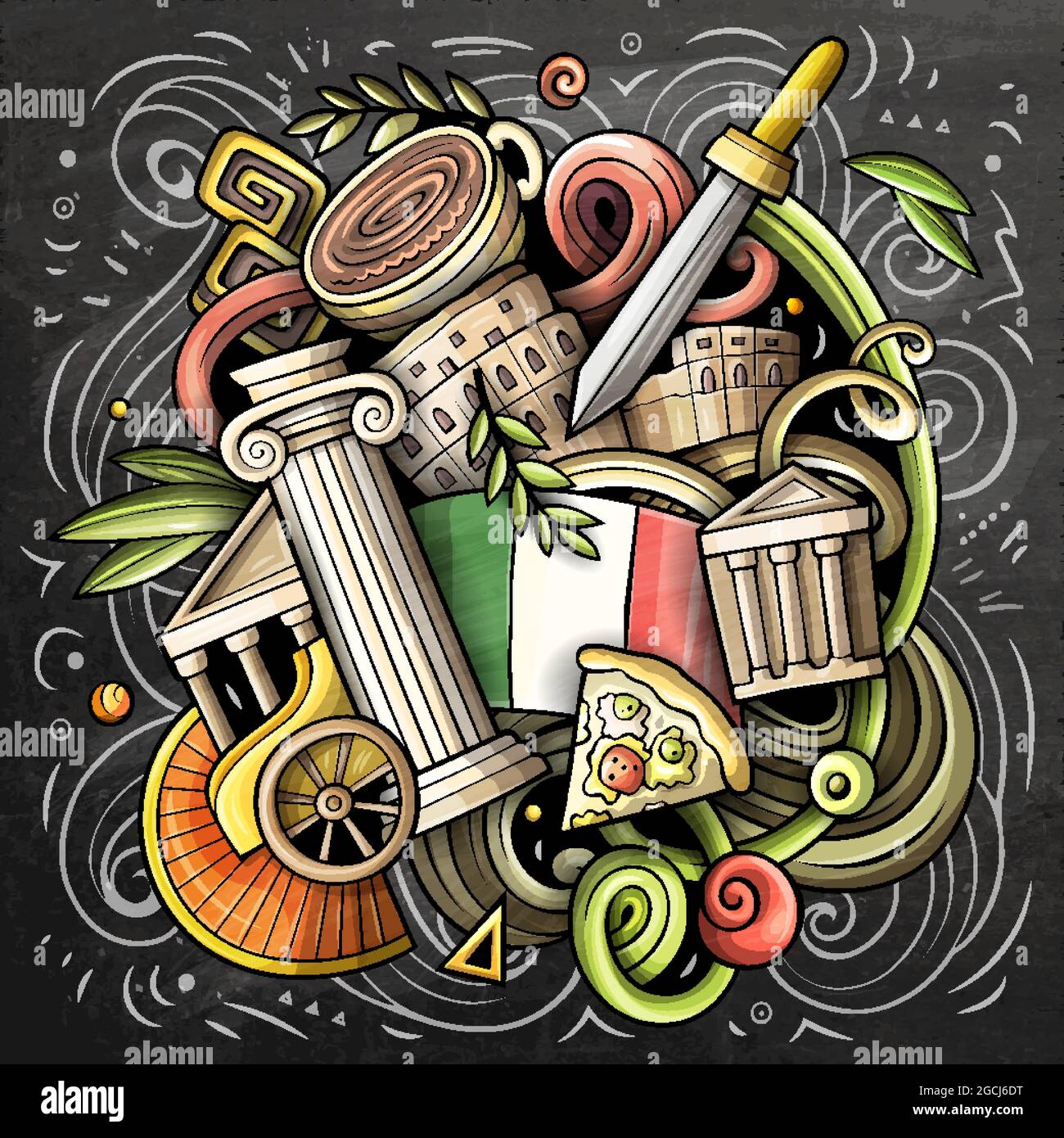 Italy cartoon vector doodle chalkboard illustration Stock Vector Image ...