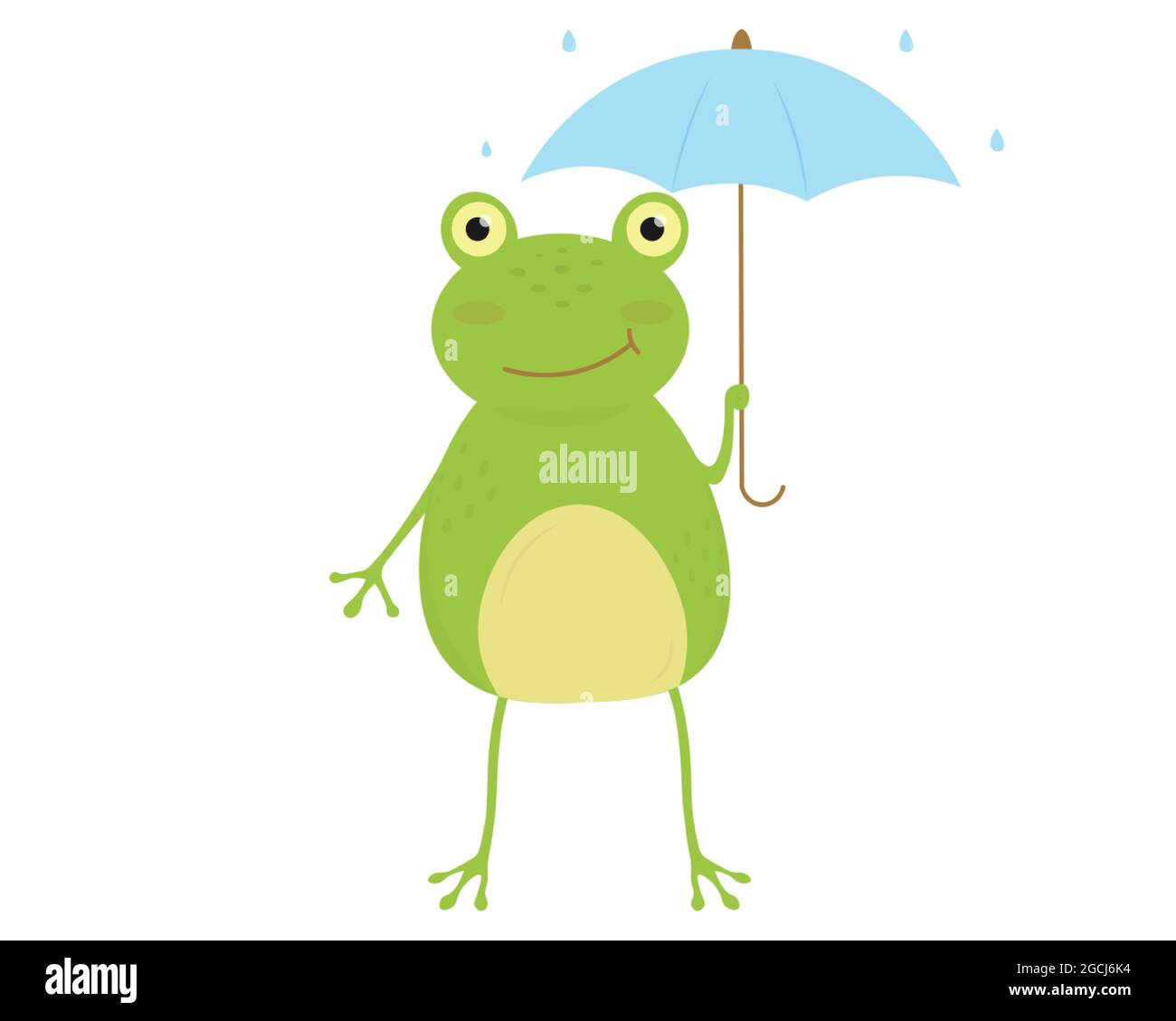 Cute cartoon frog standing under the umbrella Stock Vector Image & Art ...