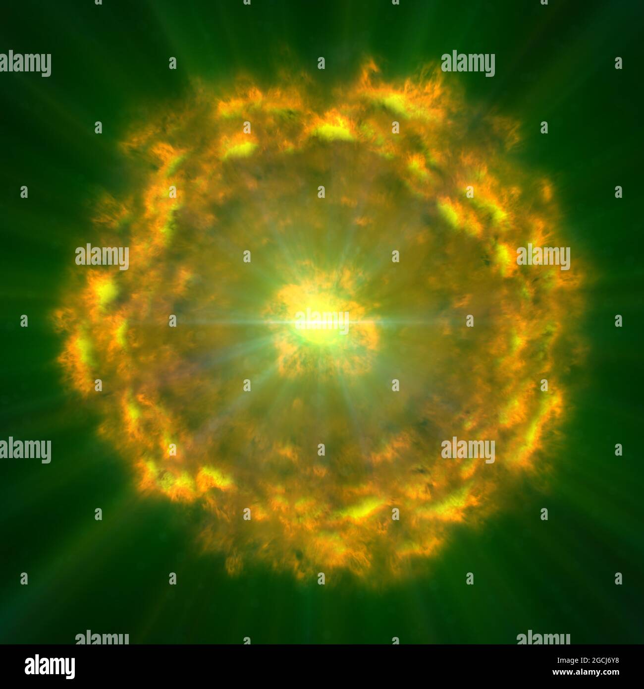 fire flame ball explosion in space, abstract illustration Stock Photo ...