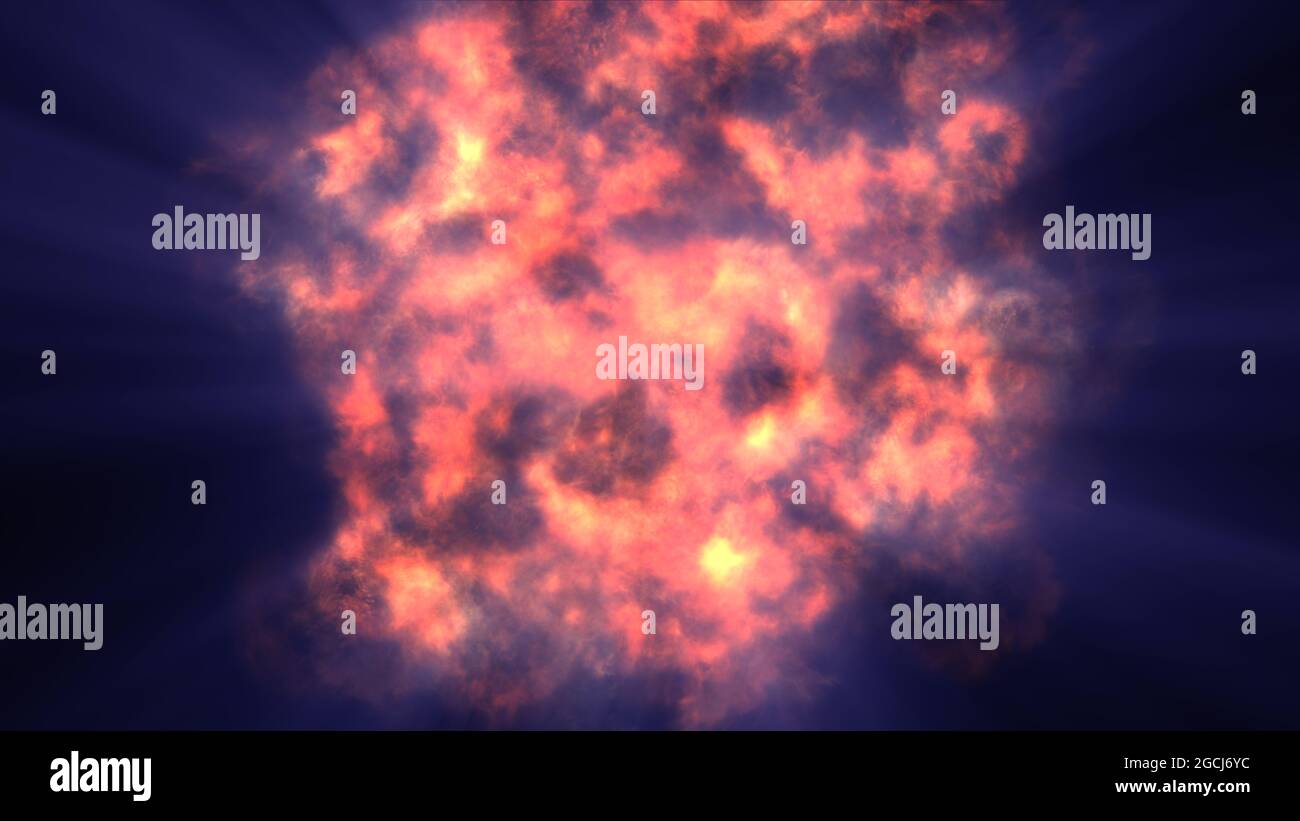 fire flame ball explosion in space, abstract illustration Stock Photo ...