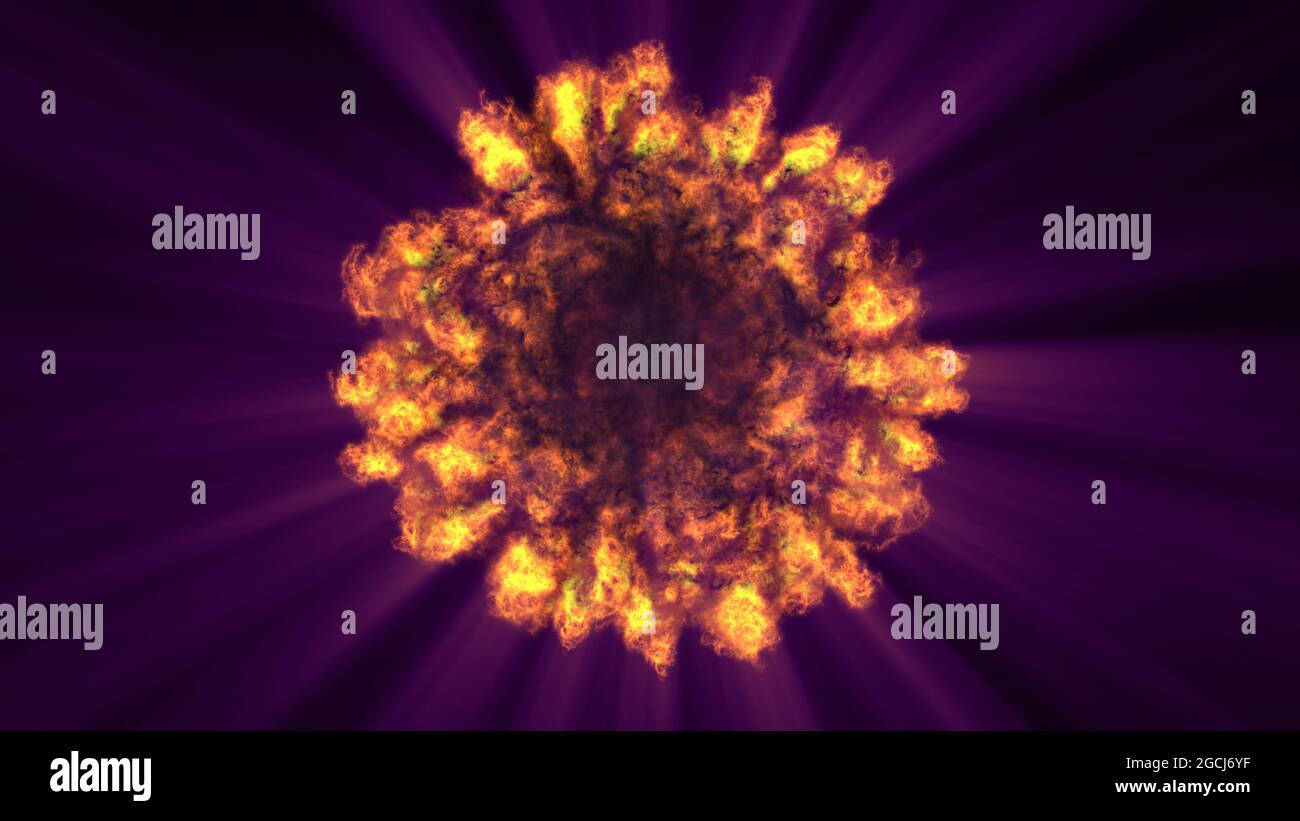 fire flame ball explosion in space, abstract illustration Stock Photo ...