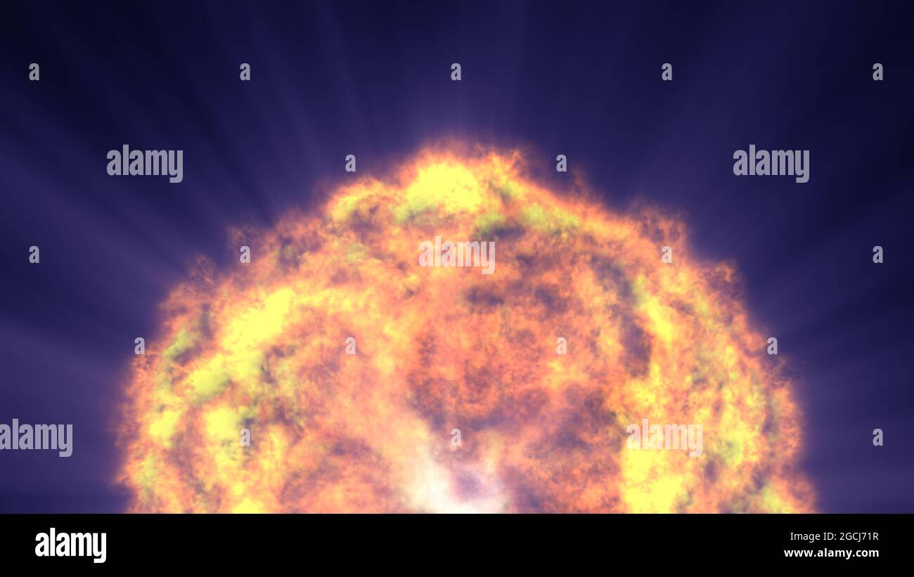 fire flame ball explosion in space, abstract illustration Stock Photo ...