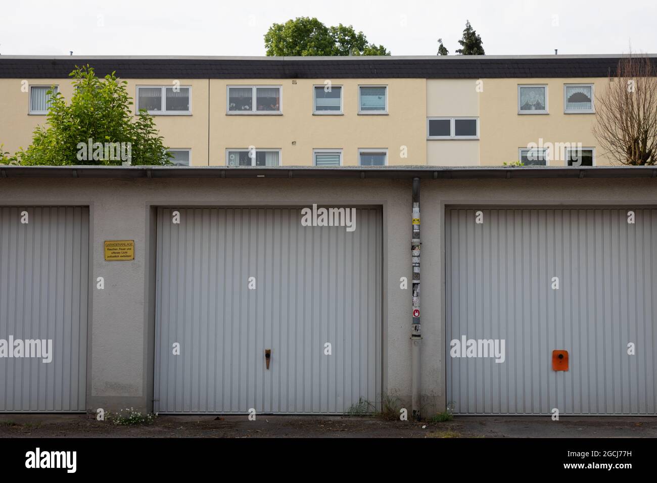 Garages in front of common apartment buildings in Germany Stock Photo ...