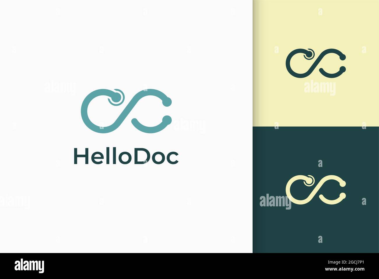 Infinite or loop logo in stethoscope shape symbol of medic or health ...