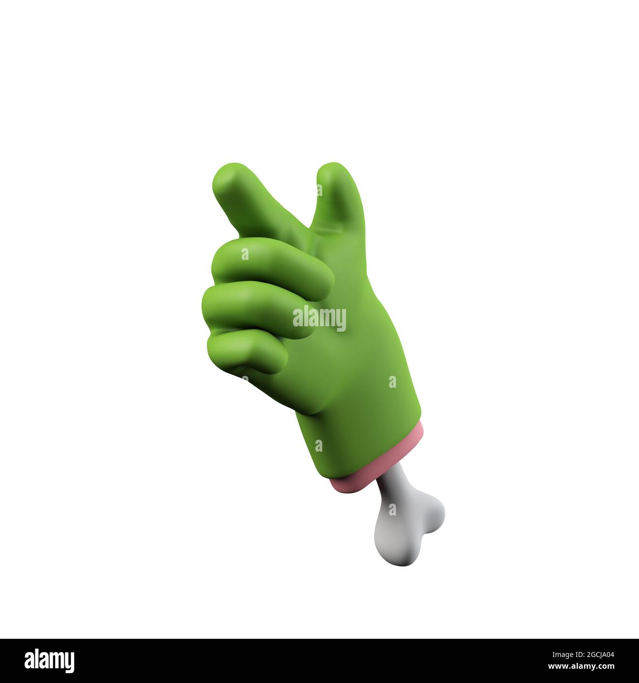 Cartoon creepy halloween pointing green monster hand. 3D Rendering ...