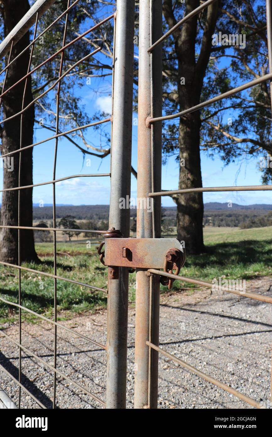 Close-up shot of an old grunge metal lock on the fence Stock Photo - Alamy