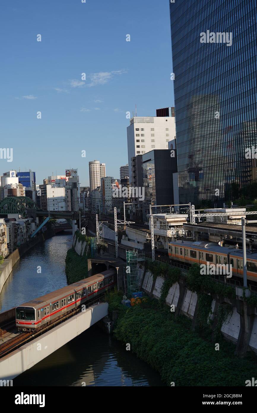 TOKYO, JAPAN - Sep 12, 2018: A vertical shot of an old style and modern ...
