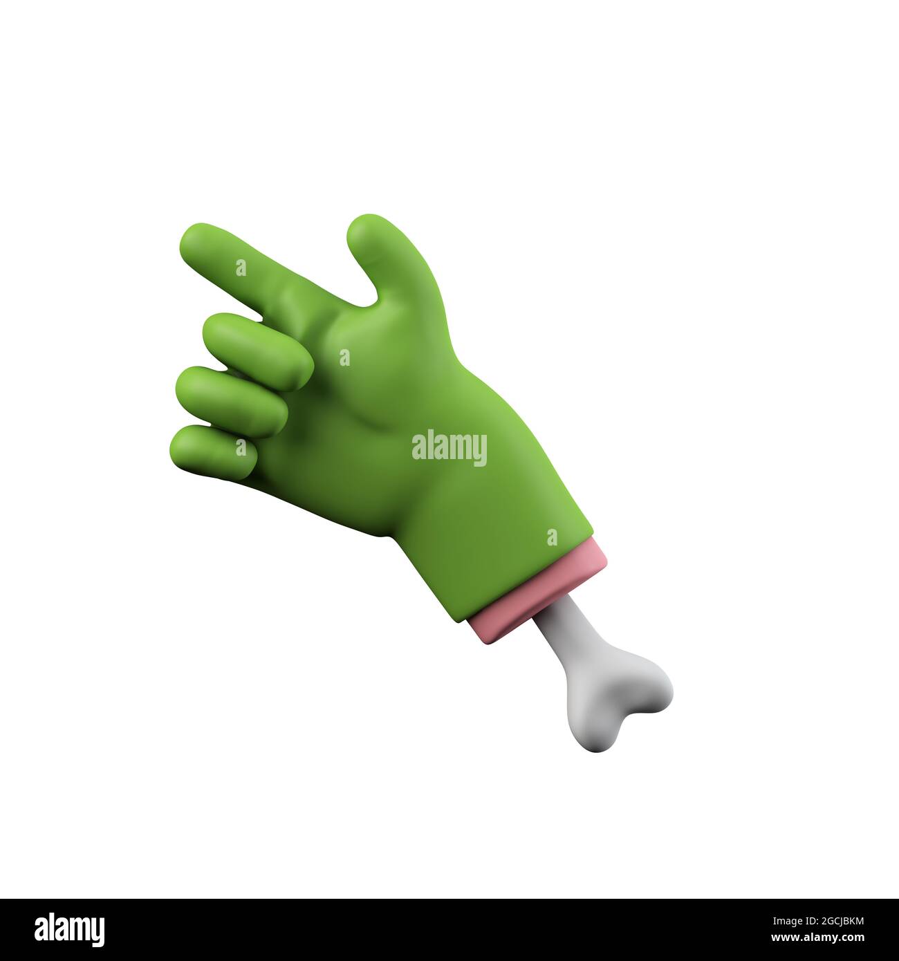 Cartoon creepy halloween pointing green monster hand. 3D Rendering ...
