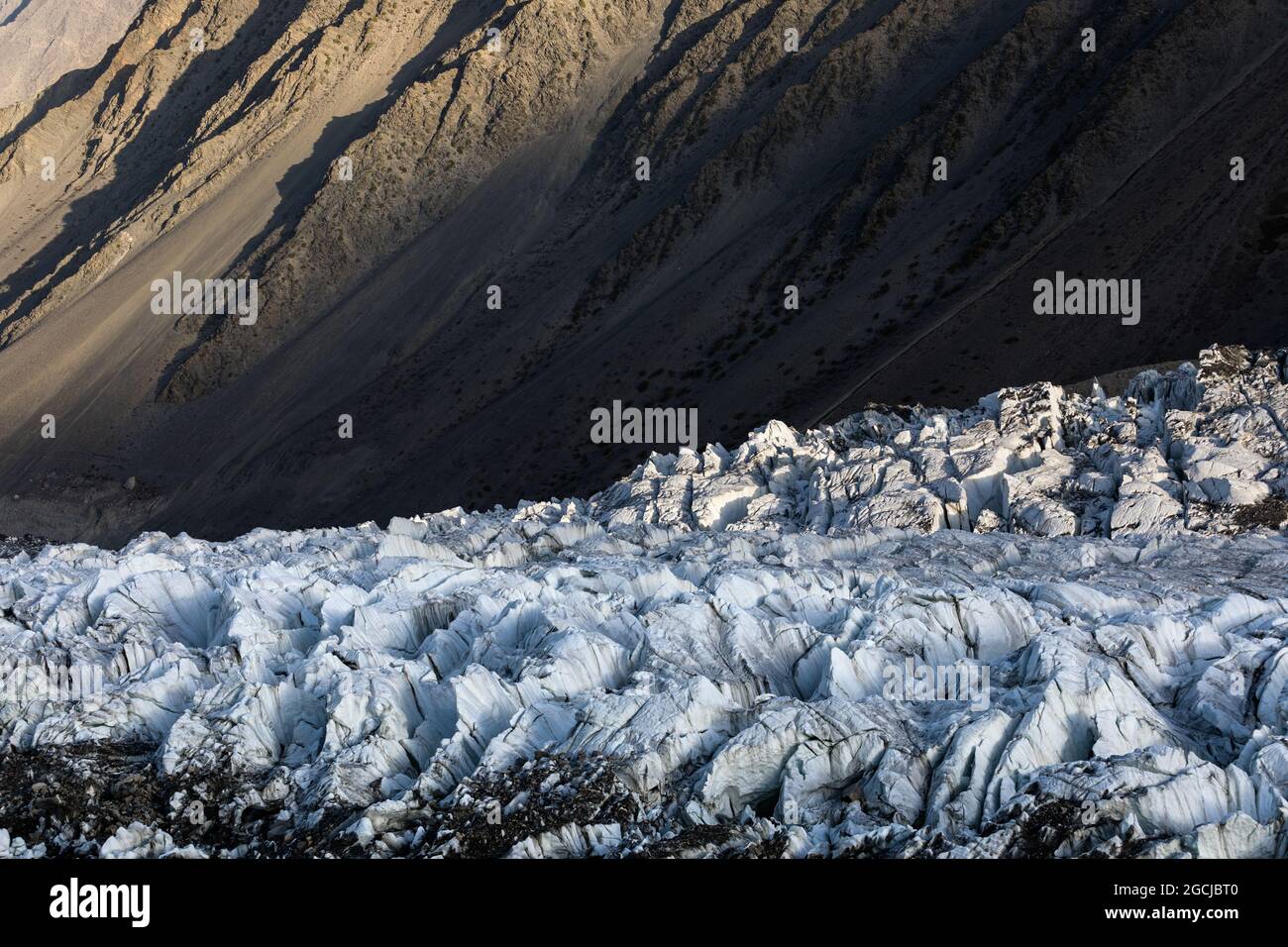 Massive glacier ice field in Karakorum mountains Stock Photo - Alamy