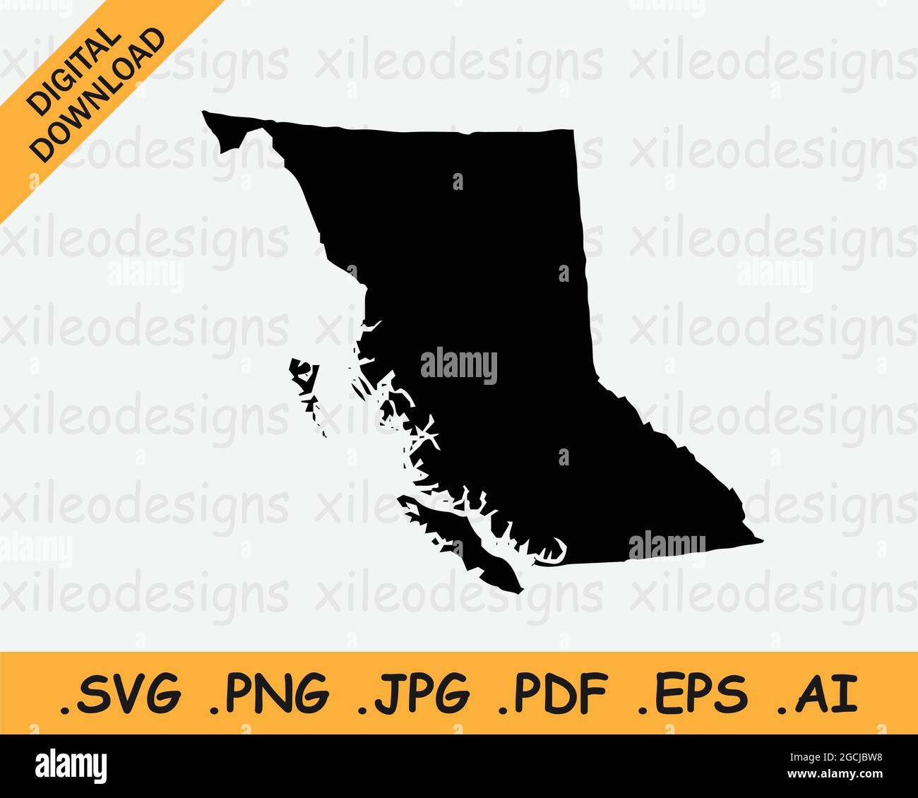 British Columbia Canada Map Black Silhouette. BC, Canadian Province ...