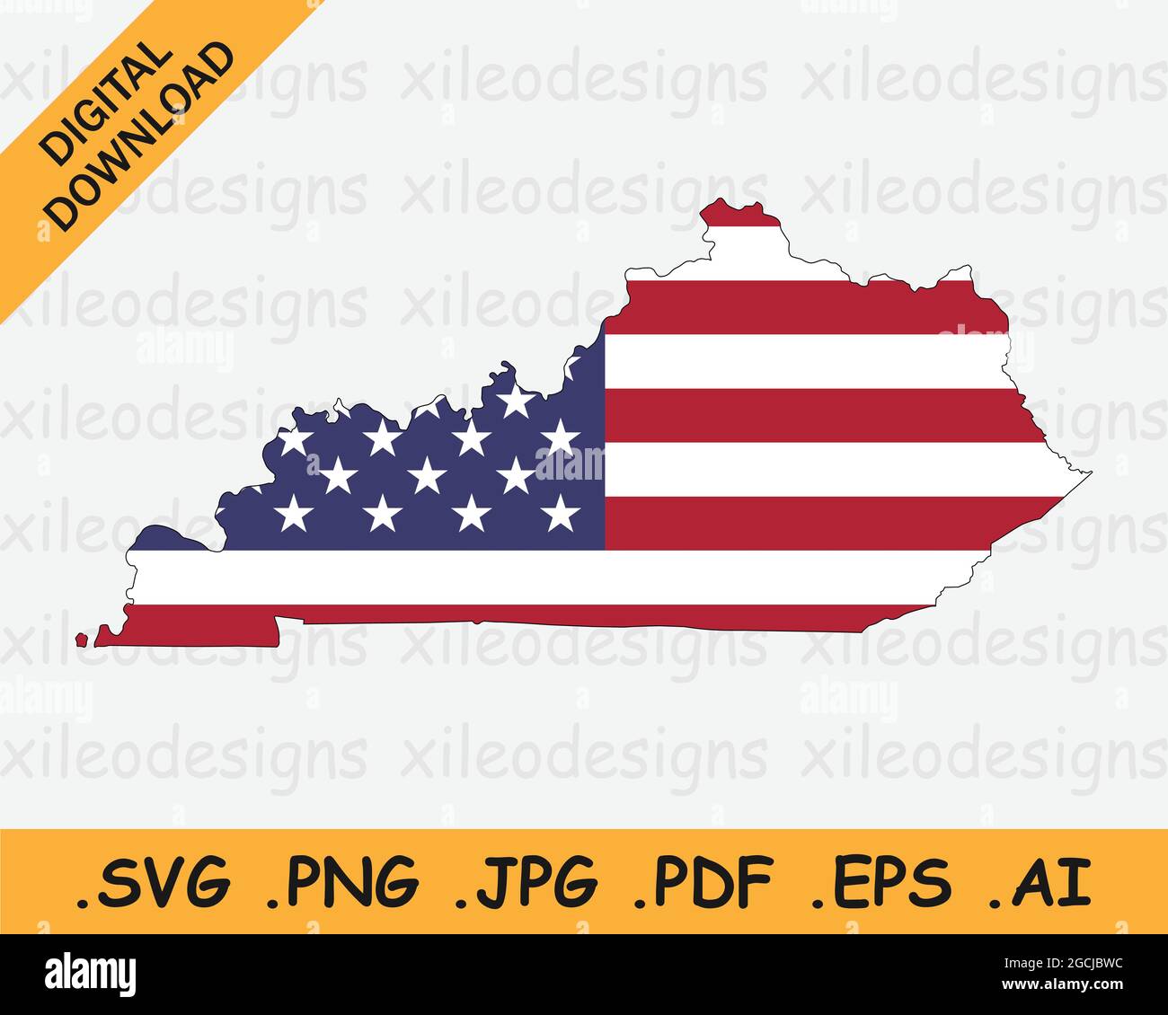 Kentucky Map on American Flag. KY, USA State Map on US Flag. EPS Vector ...