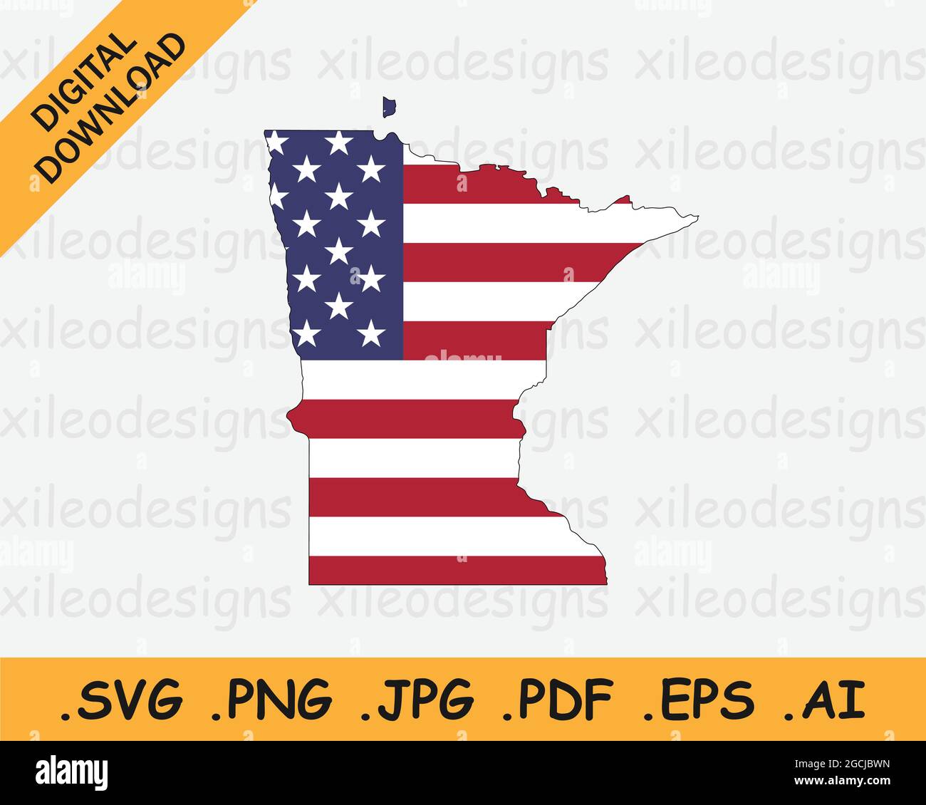 Minnesota Map on American Flag. MN, USA State Map on US Flag. EPS ...