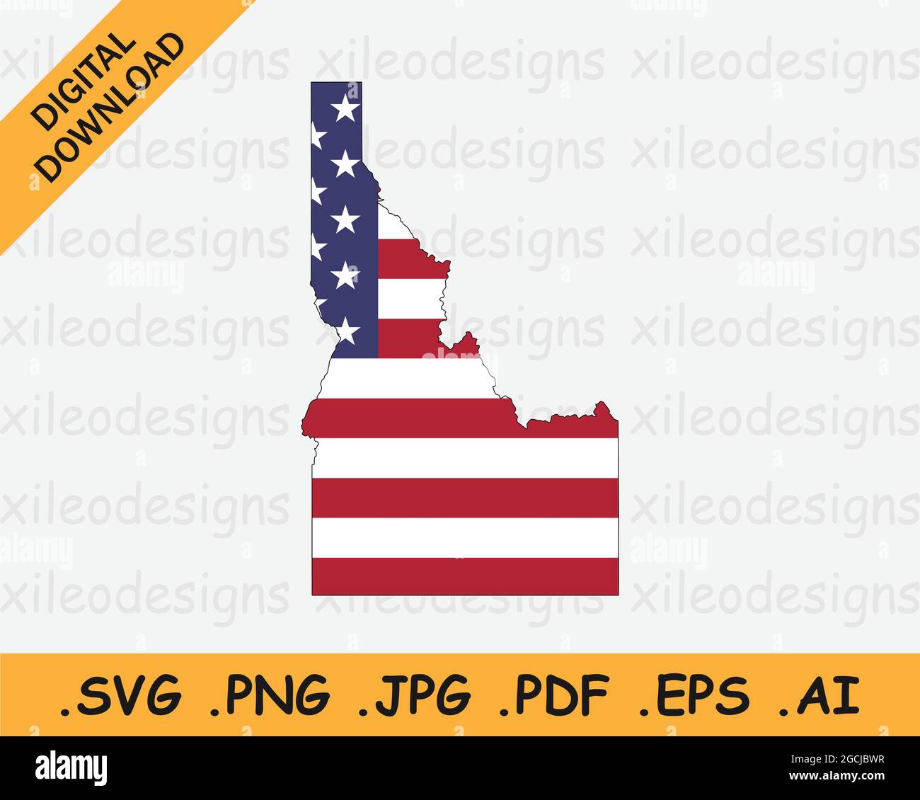 Idaho Map on American Flag. ID, USA State Map on US Flag. EPS Vector ...