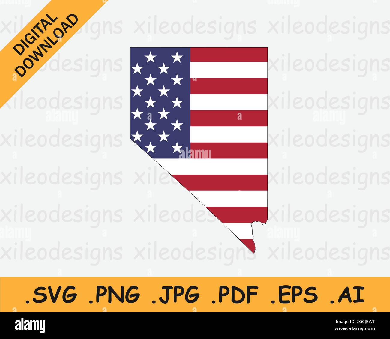 Nevada Map on American Flag. NV, USA State Map on US Flag. EPS Vector ...