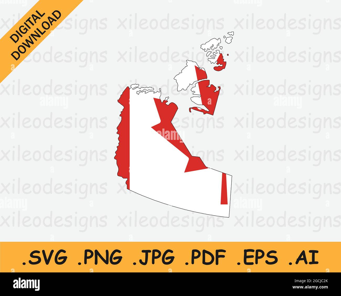 Northwest Territories Map on Canadian Flag. NT, CA Territory Map on ...