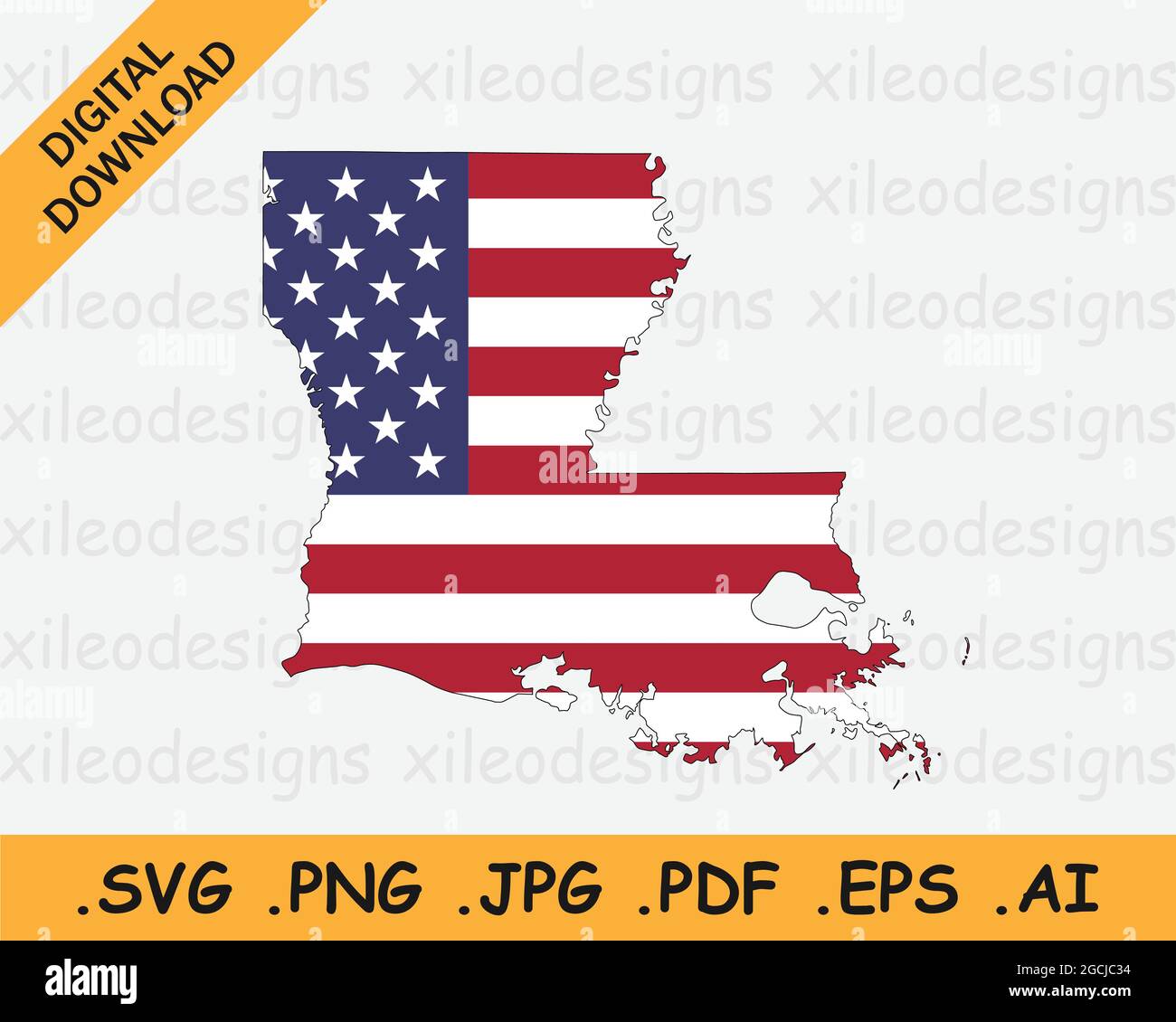 Louisiana Map on American Flag. LA, USA State Map on US Flag. EPS ...