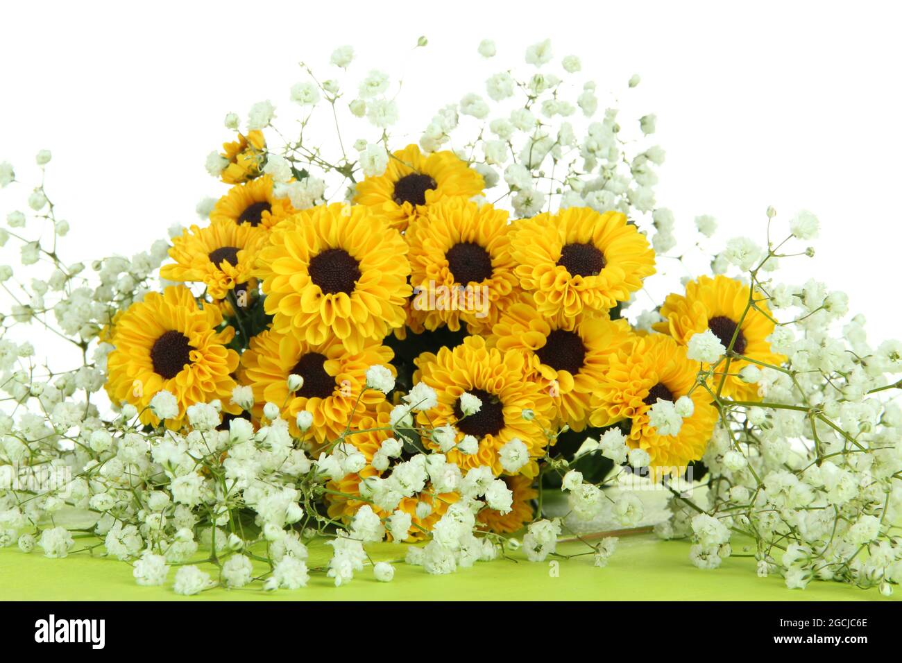 Beautiful flowers on table on white background Stock Photo - Alamy