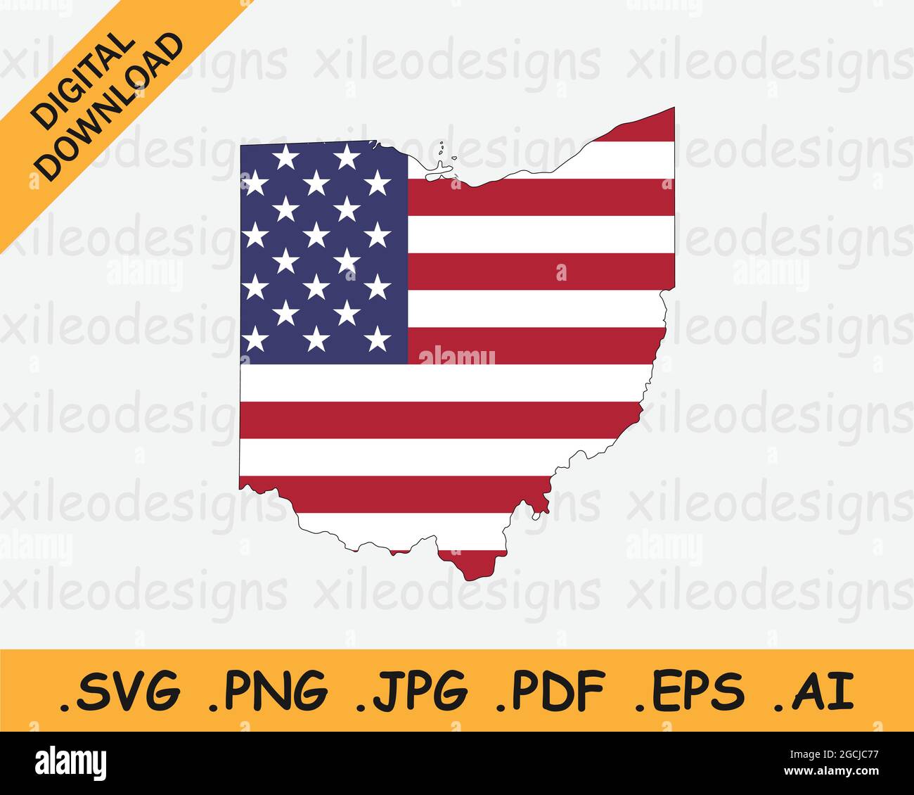 Ohio Map on American Flag. OH, USA State Map on US Flag. EPS Vector ...