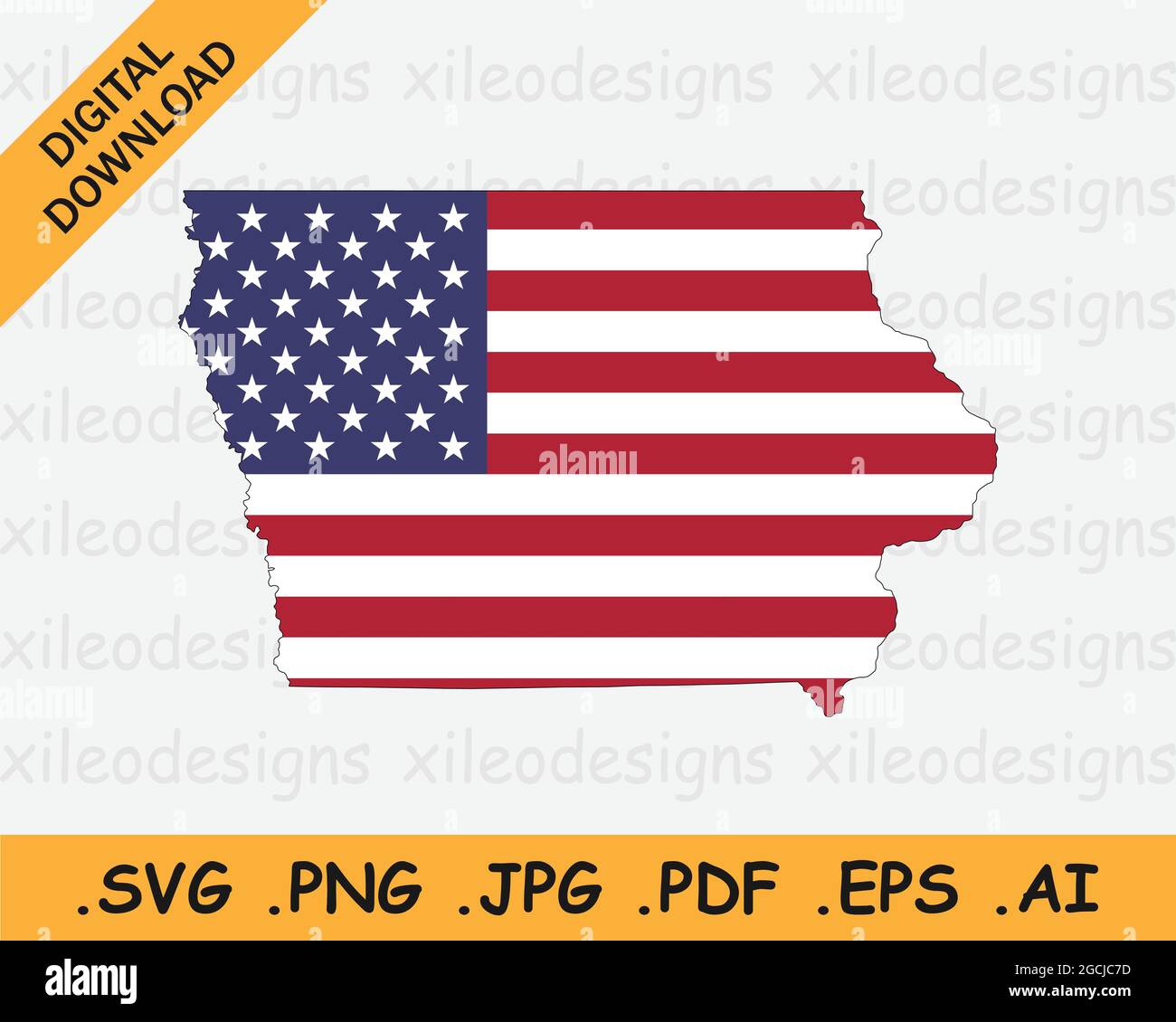 Iowa Map on American Flag. IA, USA State Map on US Flag. EPS Vector ...