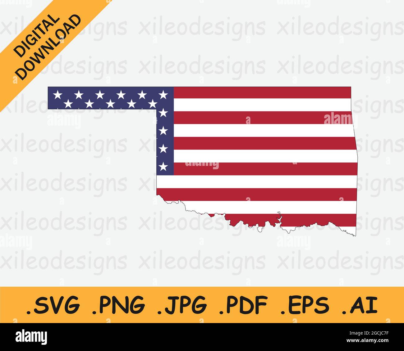 Oklahoma Map on American Flag. OK, USA State Map on US Flag. EPS Vector ...