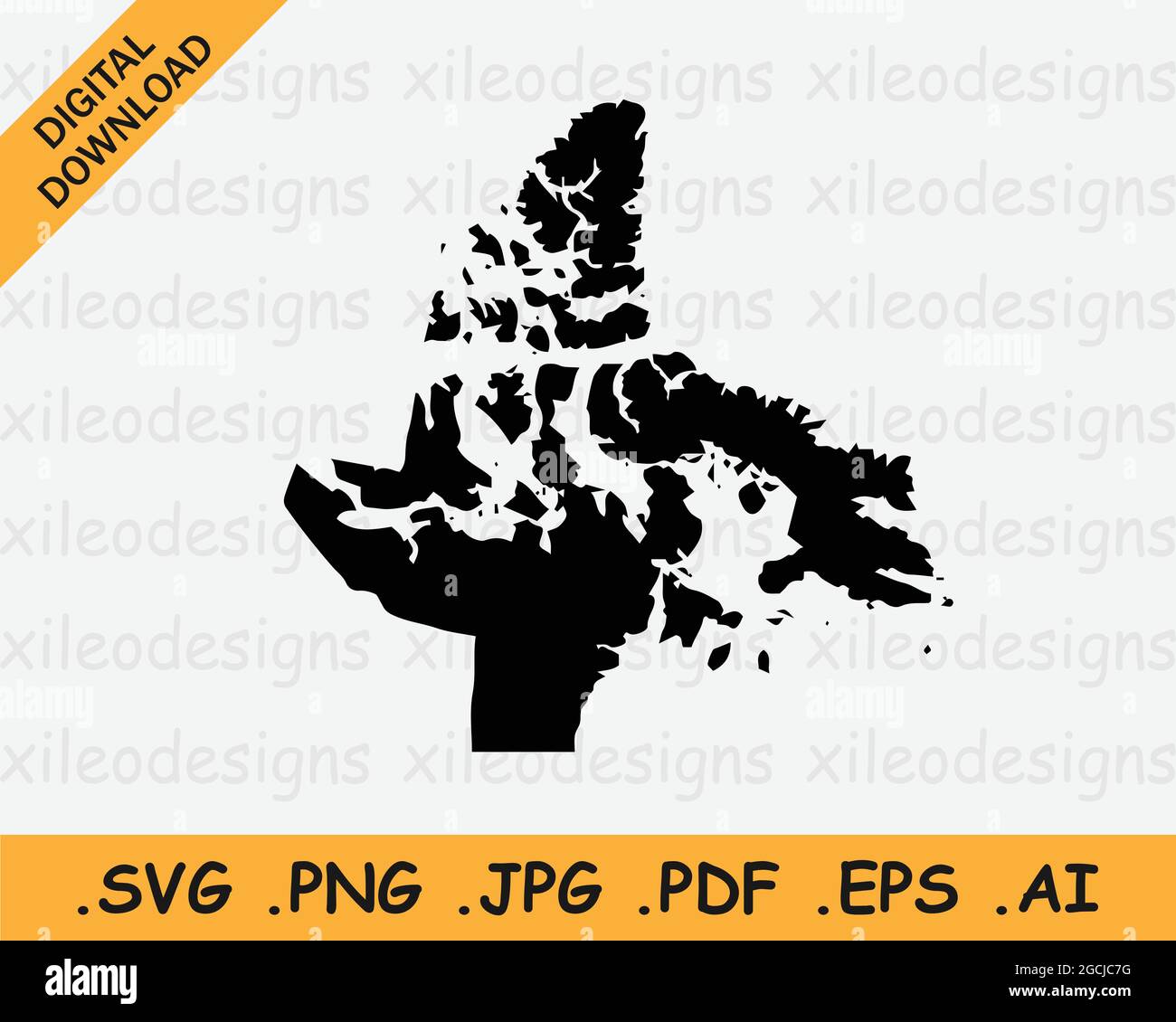 Nunavut Canada Map Black Silhouette. NU, Canadian Territory Shape ...