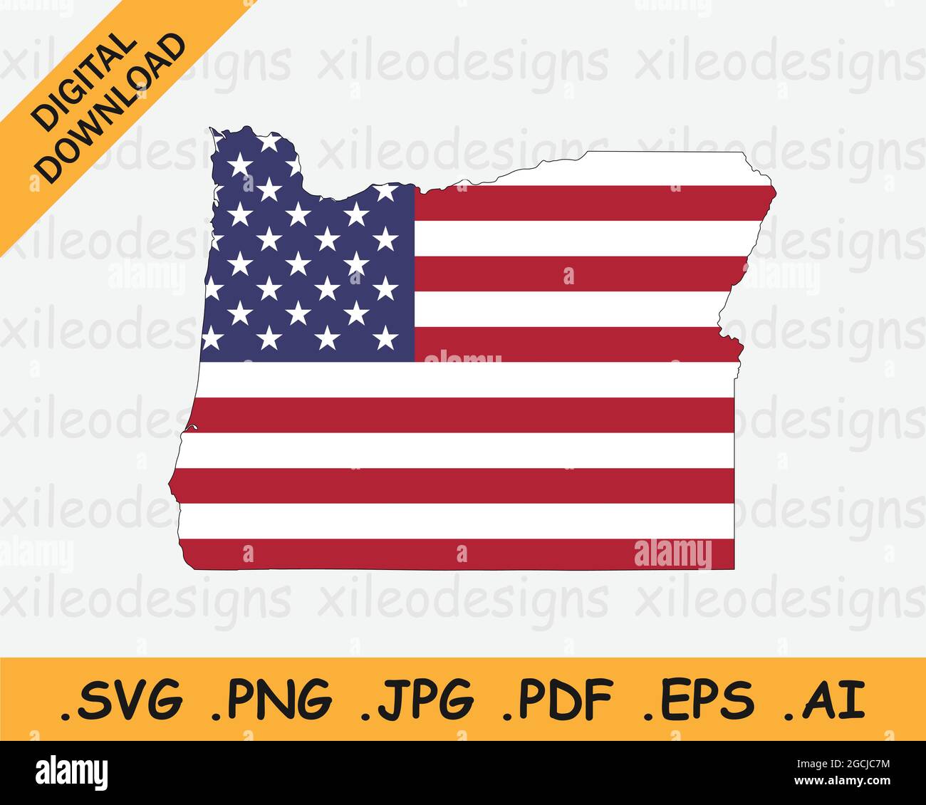 Oregon Map on American Flag. OR, USA State Map on US Flag. EPS Vector ...