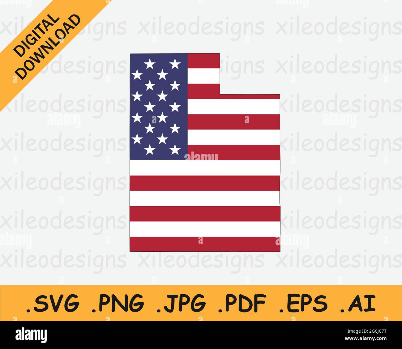 Utah Map on American Flag. UT, USA State Map on US Flag. EPS Vector ...