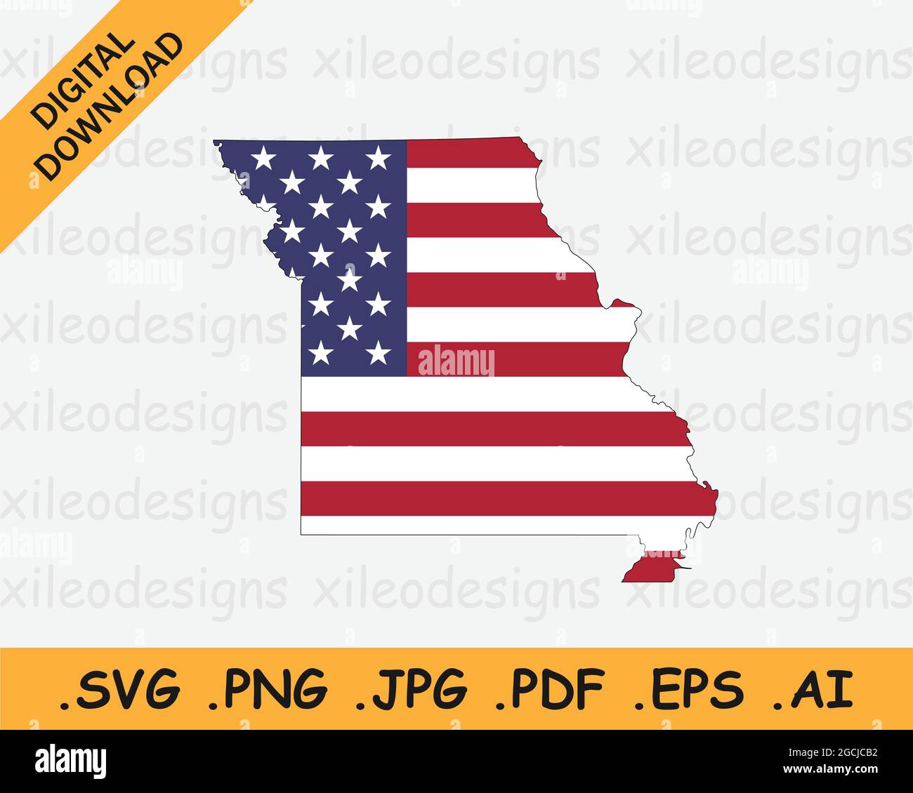 Missouri Map on American Flag. MO, USA State Map on US Flag. EPS Vector ...
