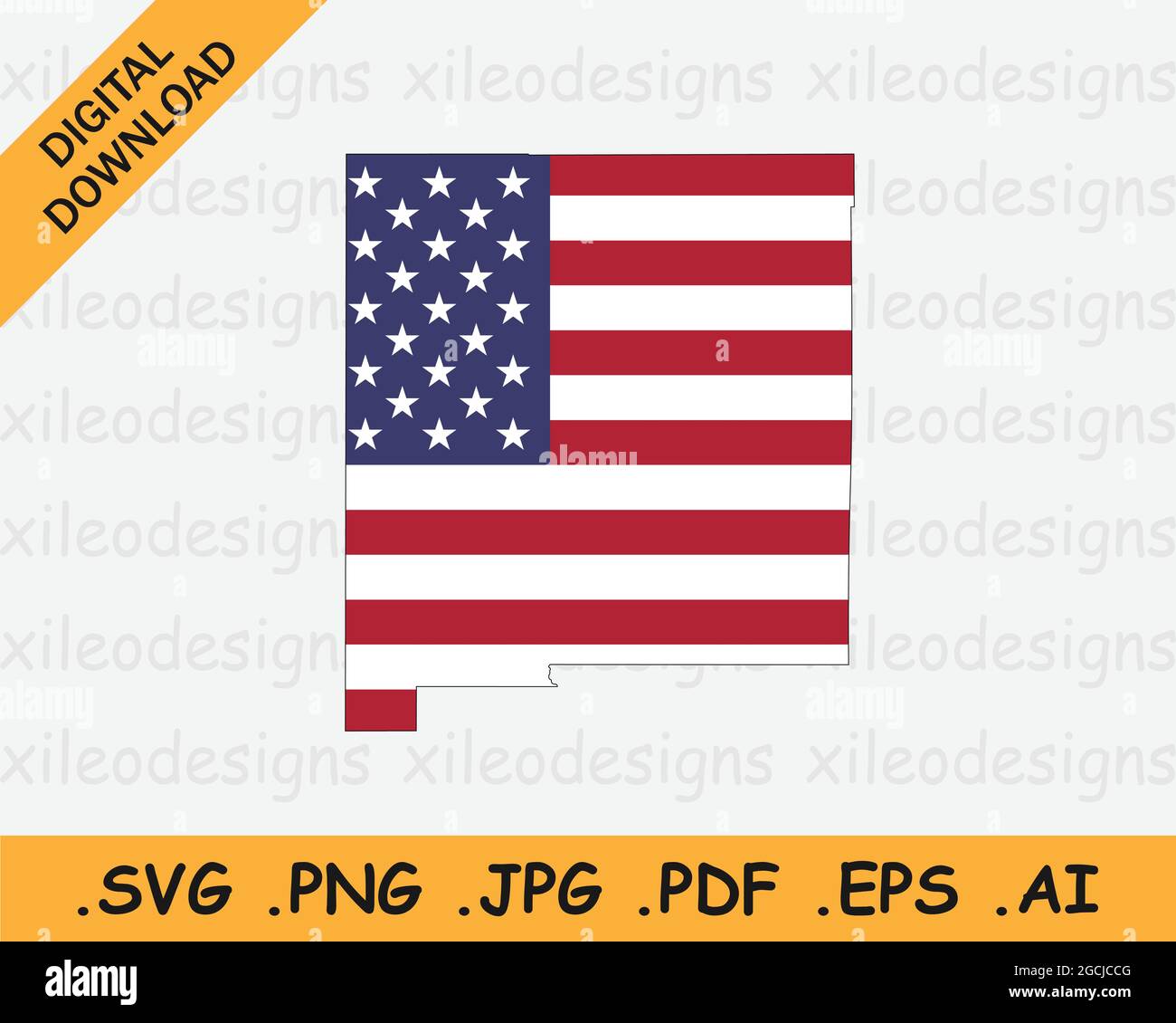 New Mexico Map on American Flag. NM, USA State Map on US Flag. EPS ...