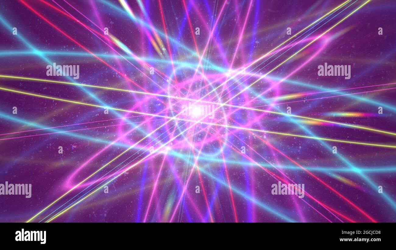 Glowing atom structure with light laser ring Stock Photo - Alamy